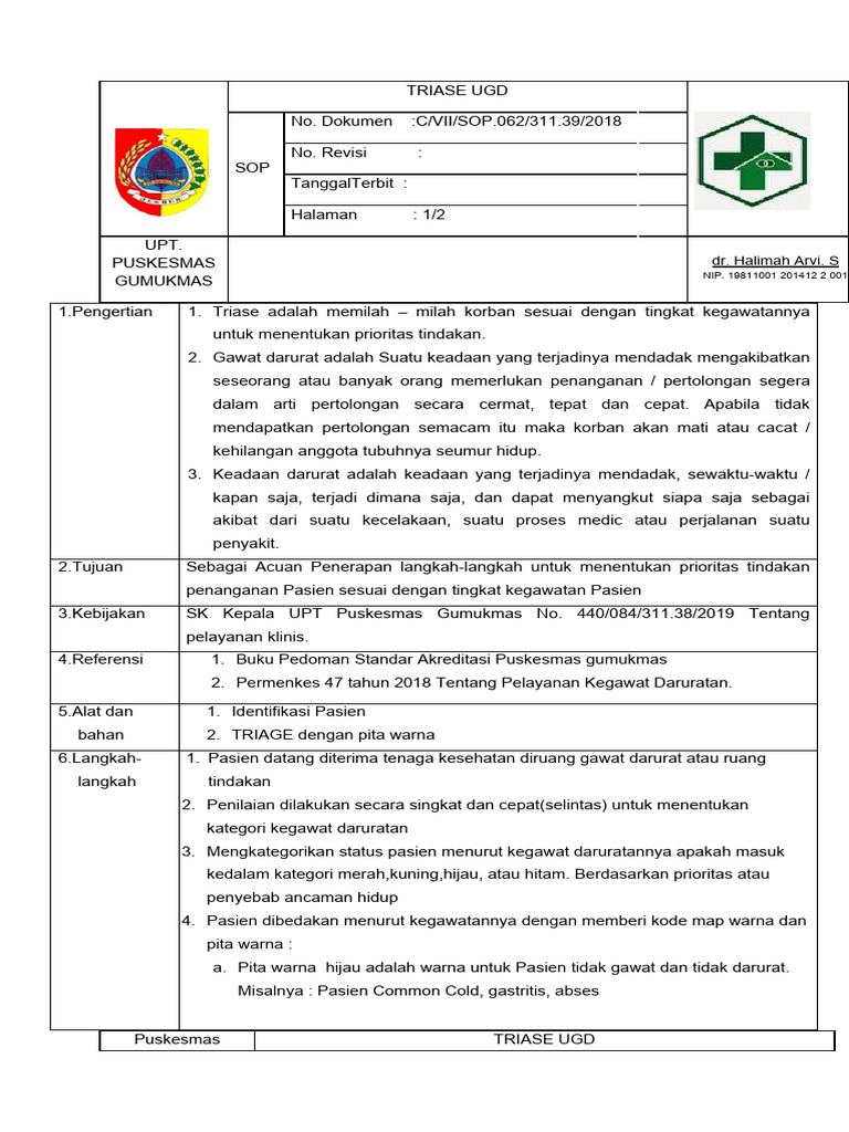 Sop Triase Ugd | PDF