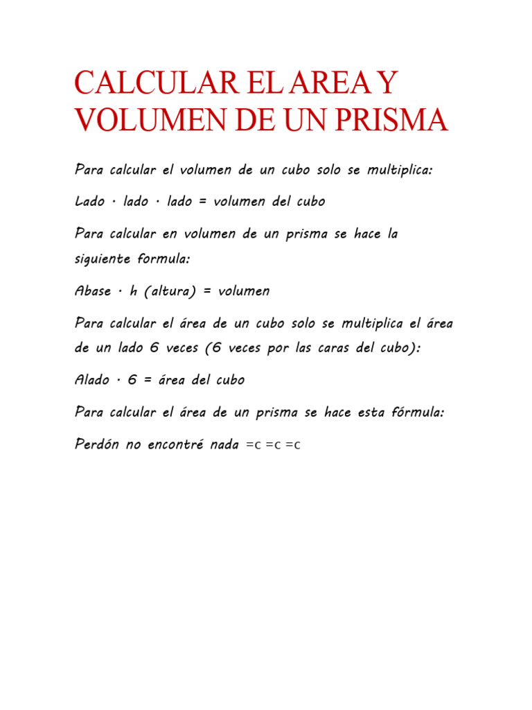 Calcular El Area y Volumen de Un Prisma | PDF