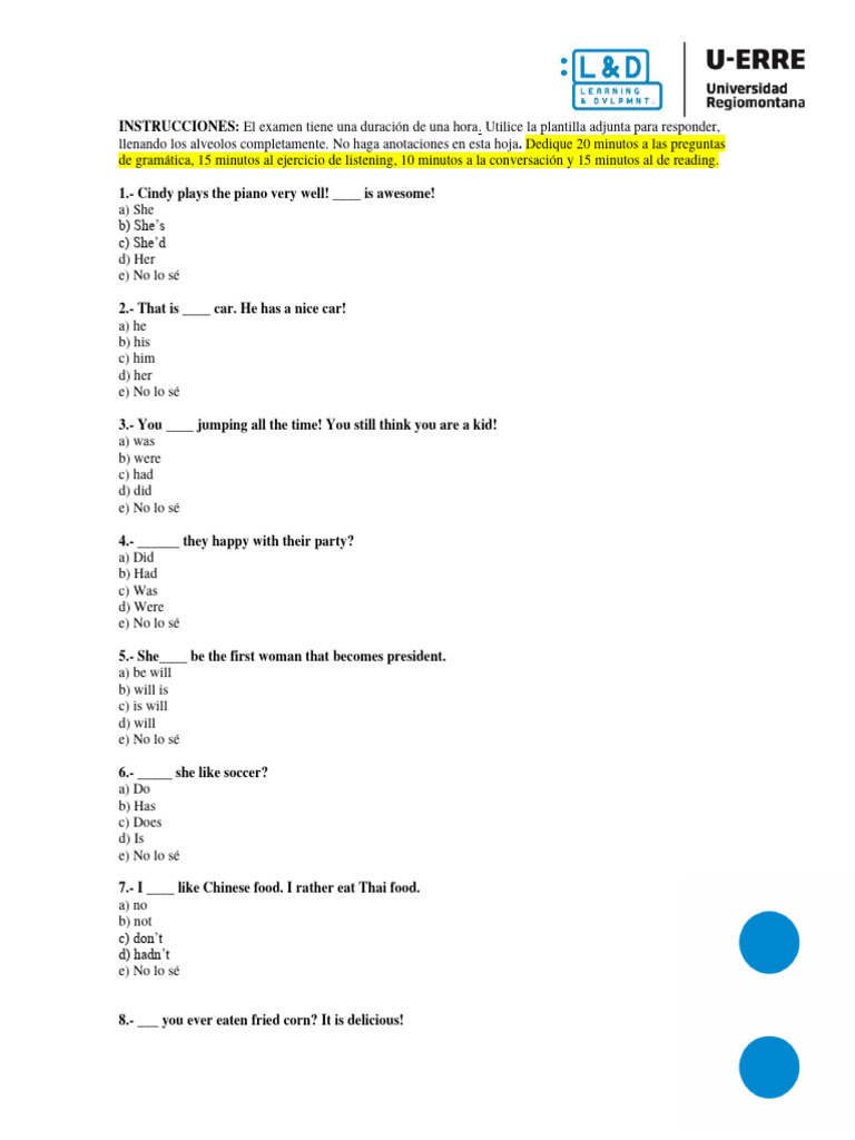 Cuadernillo de Preguntas (SPEAKING TEST) | PDF | Sleep | Rapid Eye ...