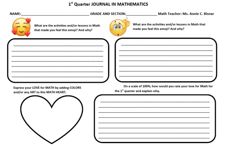 1st Quarter Math Journal Activities | PDF | Mathematics | Science
