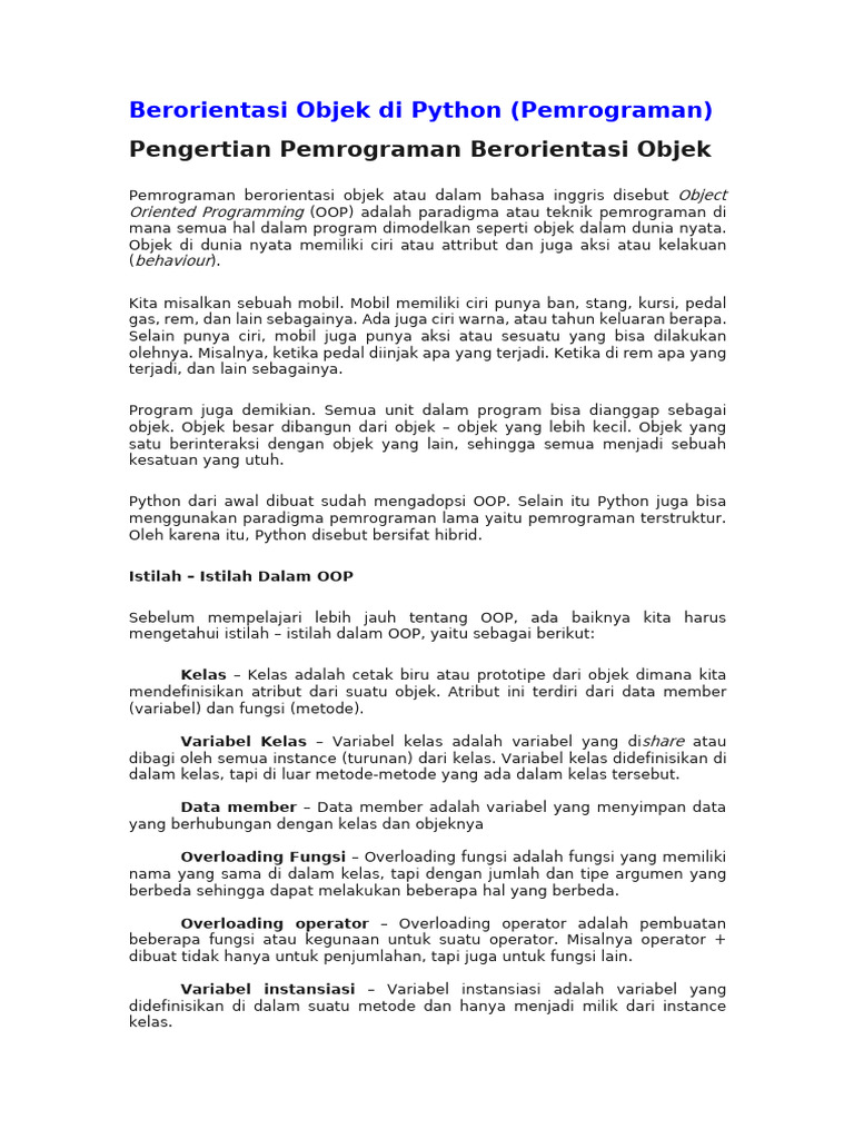 Berorientasi Objek Bhs Python | PDF