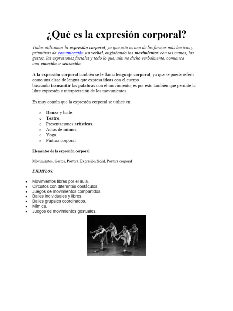 Qué Es La Expresión Corporal | PDF