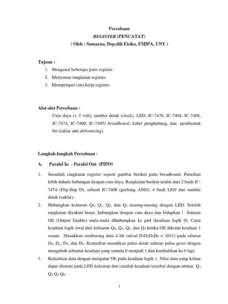 MANUAL PRAK SIS DIG (Register) | PDF | Teknologi & Rekayasa