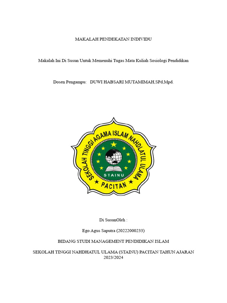 DOKUMEN Tugas Sosiologi Pendidikan | PDF | Karier & Perkembangan | Pengembangan Diri