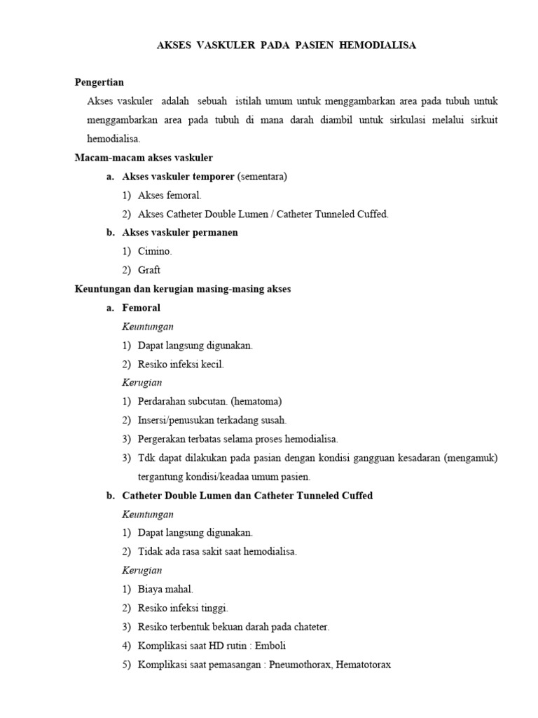 Akses Vaskular untuk Hemodialisis | PDF | Griya & Taman | Teknologi ...