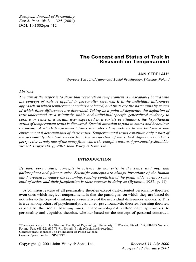 Strelau 2001 | PDF | Temperament | Twin