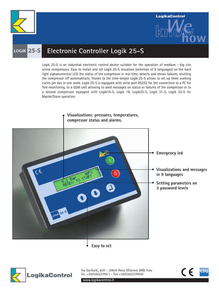 Electronic Controller Logik 25-S | PDF | Power Supply | Computer ...