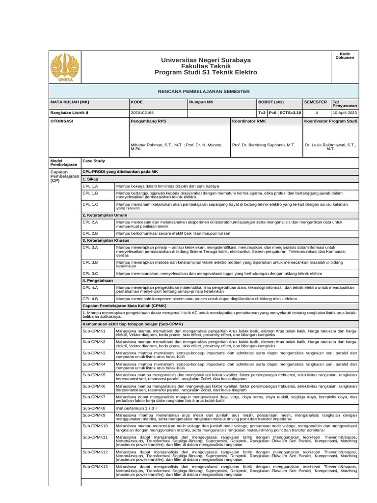 RPS Rangkaian Listrik II | PDF