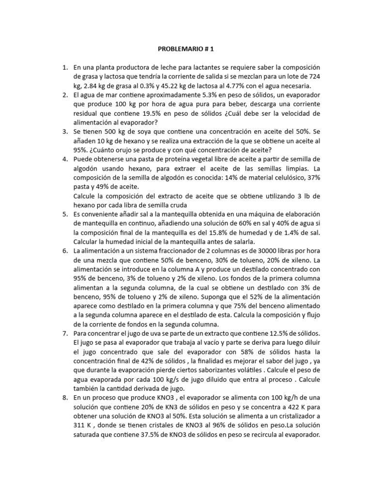 PROBLEMARIO#1 | PDF | Petróleo | sal