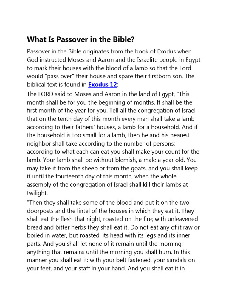 Understanding Passover in the Bible | PDF | Eucharist | Last Supper