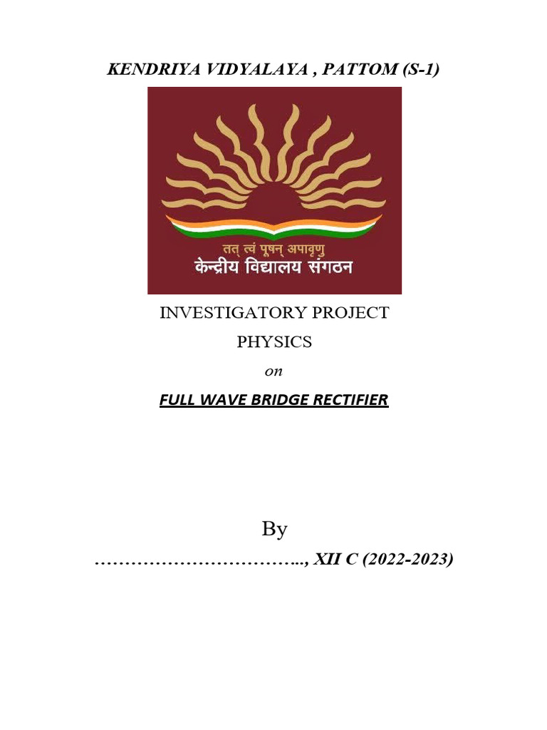 Phy Investigatory Final Rectifier KV Pattom | PDF | Rectifier | Diode