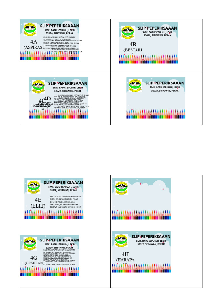 Label Fail Slip Peperiksaan | PDF