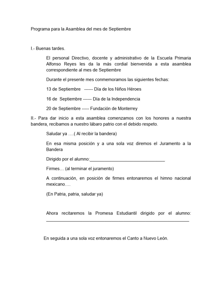 Programa Asamblea Septiembre | PDF