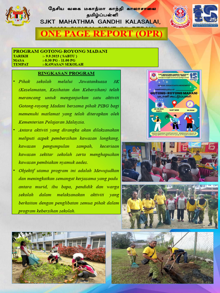 One Page Report Gotong Royong Madani | PDF