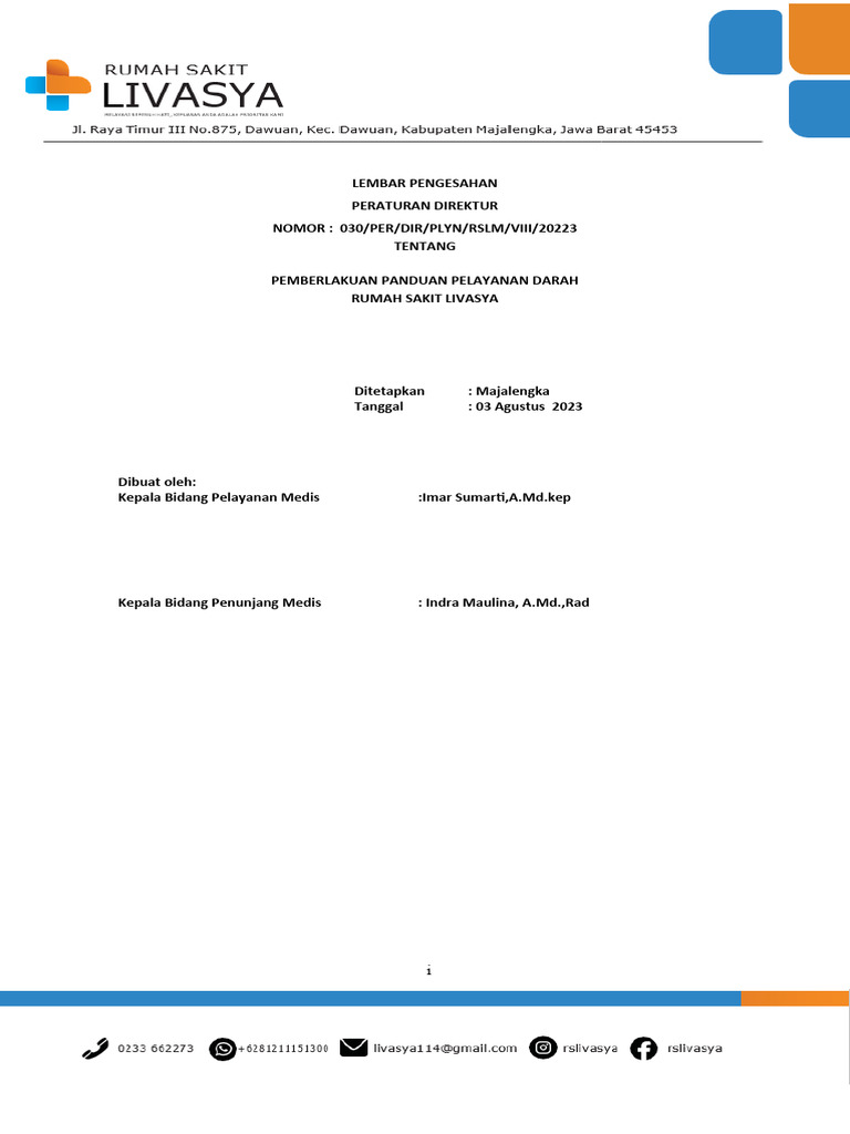 Kata Pengantar Panduan Pelayanan Darah | PDF