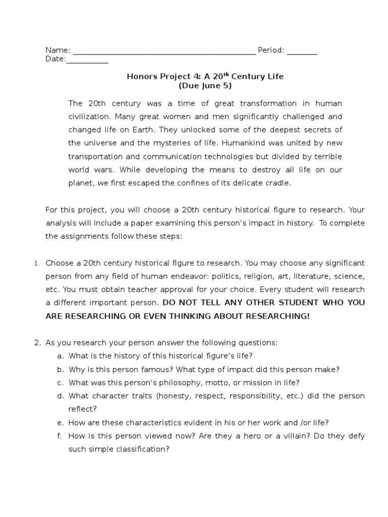 20th Century Historical Figure Project | PDF | Human | Communication