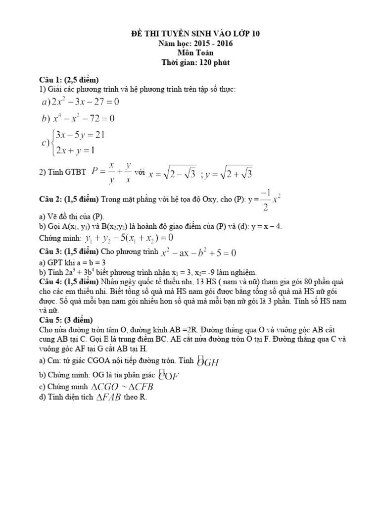 De Thi Thu Vao 10 Mon Toan Truong THPT Le Quy Don Da Nang | PDF