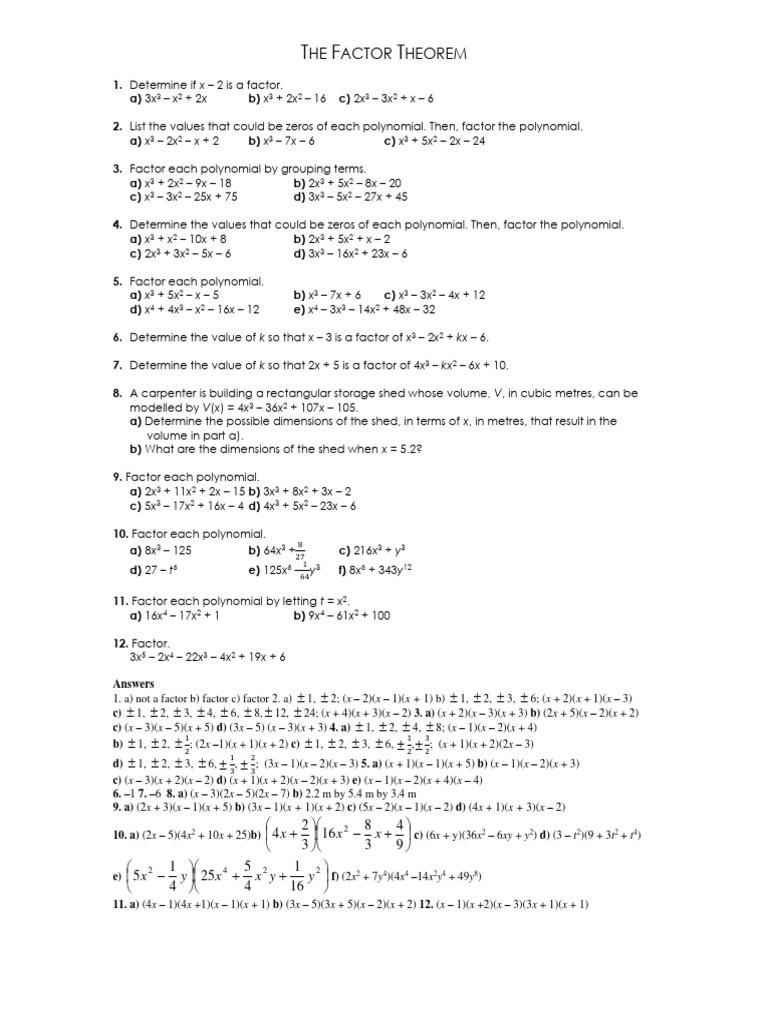 Factor Therom | PDF | Mathematical Concepts | Mathematical Objects