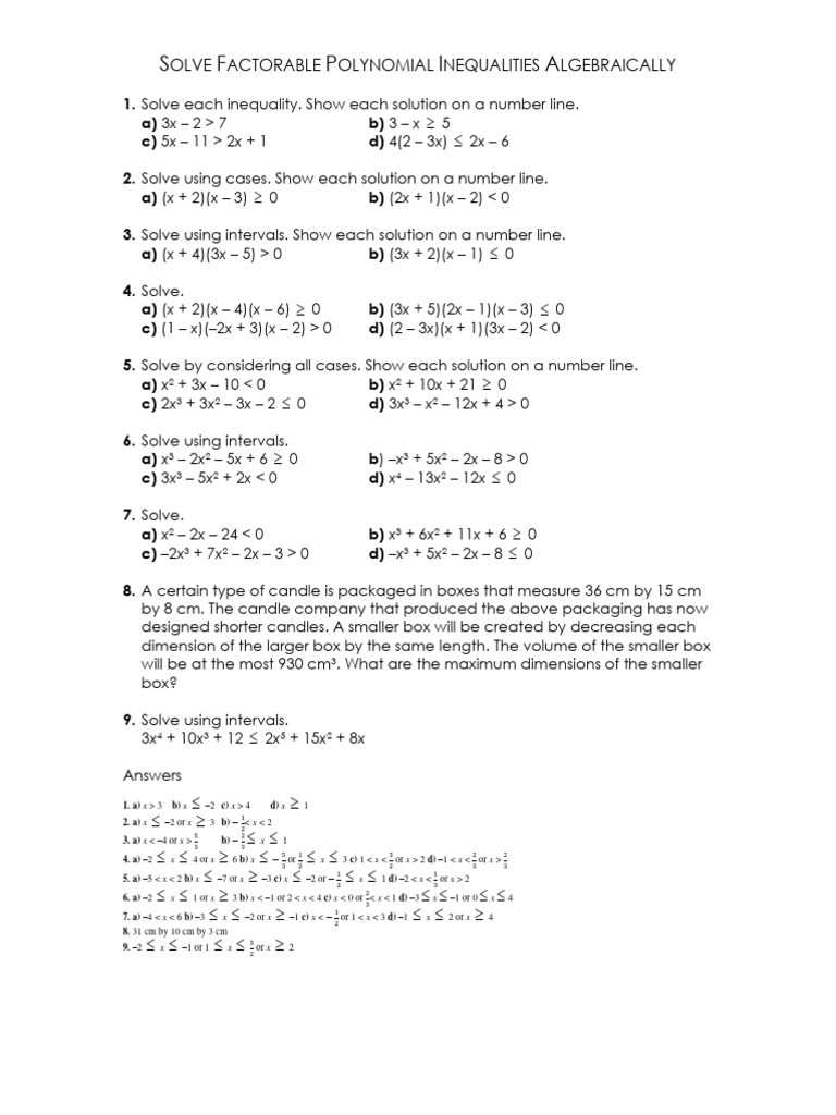 Solving Polynomial Inequalities | PDF