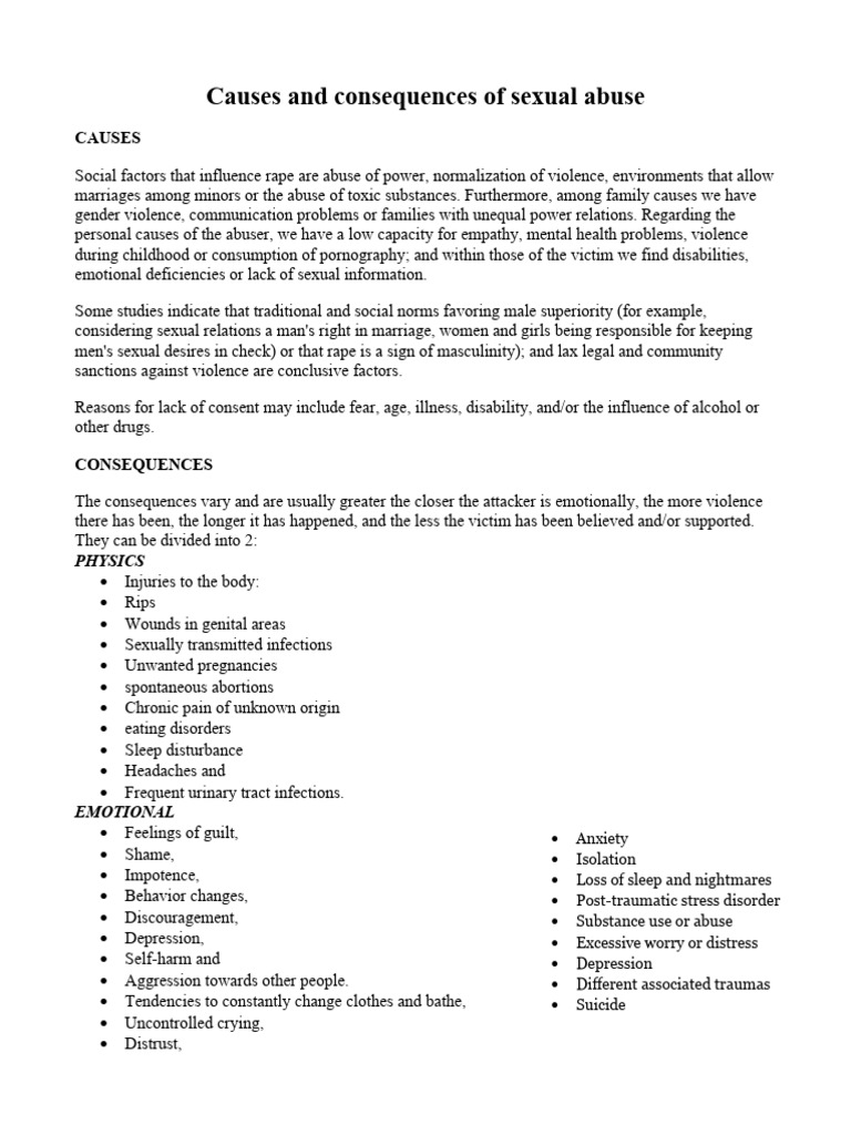 Causes and Consequences of Sexual Abuse | PDF | Mental Disorder | Violence