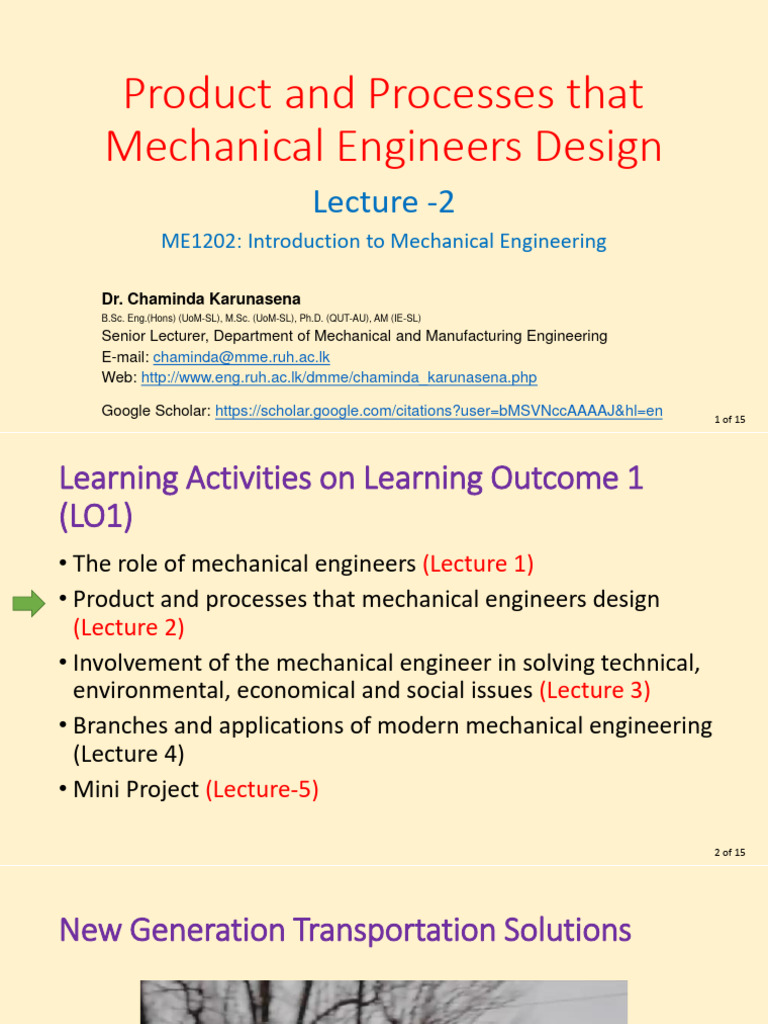 Lecture 2 - Products and Processes Design by Mechanical Engineers | Download Free PDF ...