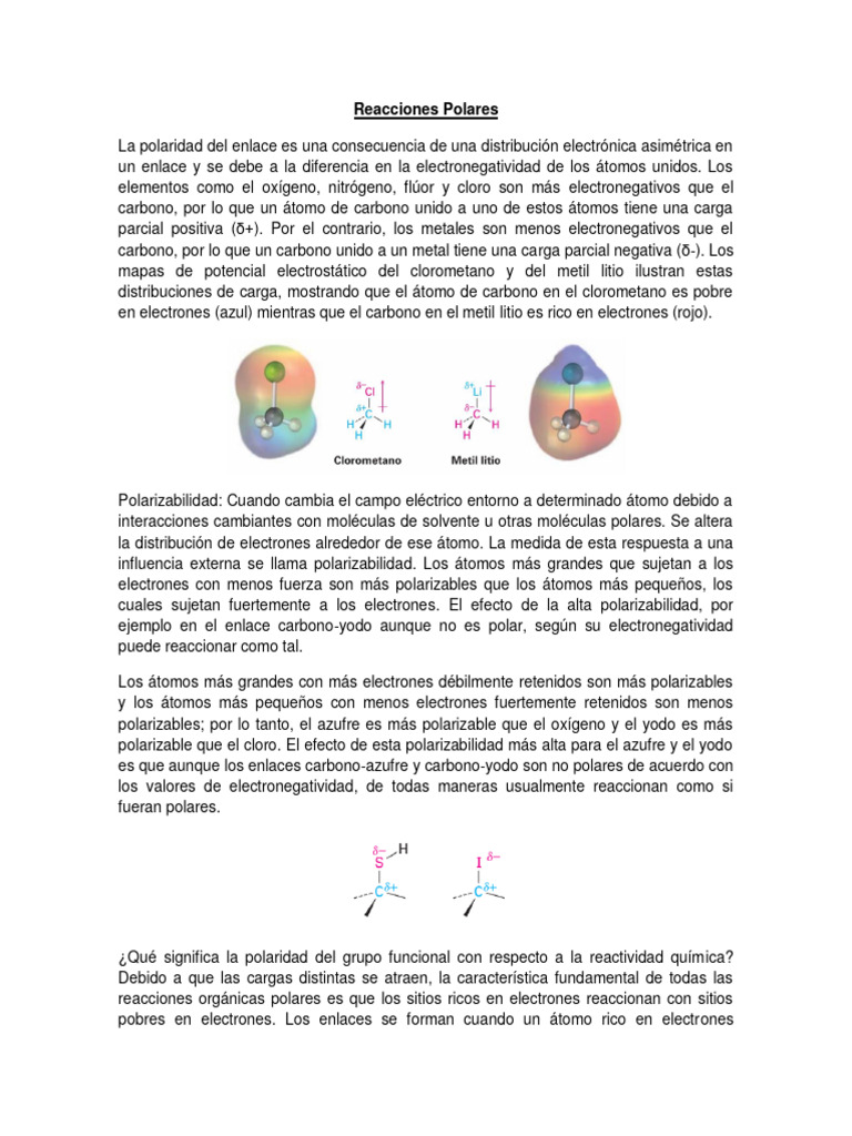 Reacciones Polares Teoría y Actividades (12703) | PDF | Enlace químico ...