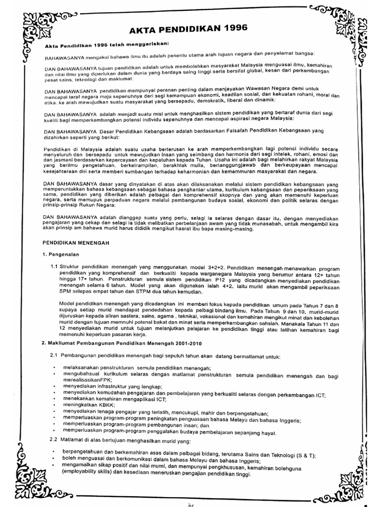 Akta Pendidikan 1996 - Pelan Induk Pembangunan Pendidikan 2006-2010 | PDF