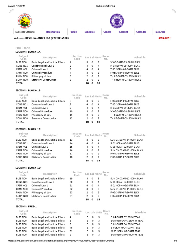 Subjects Offering - AUSL | PDF