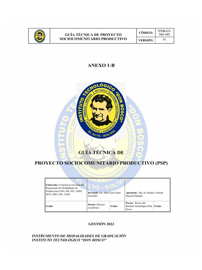 GUÍA TÉCNICA DE PROYECTO Socio Comunitario PRODUCTIVO | PDF