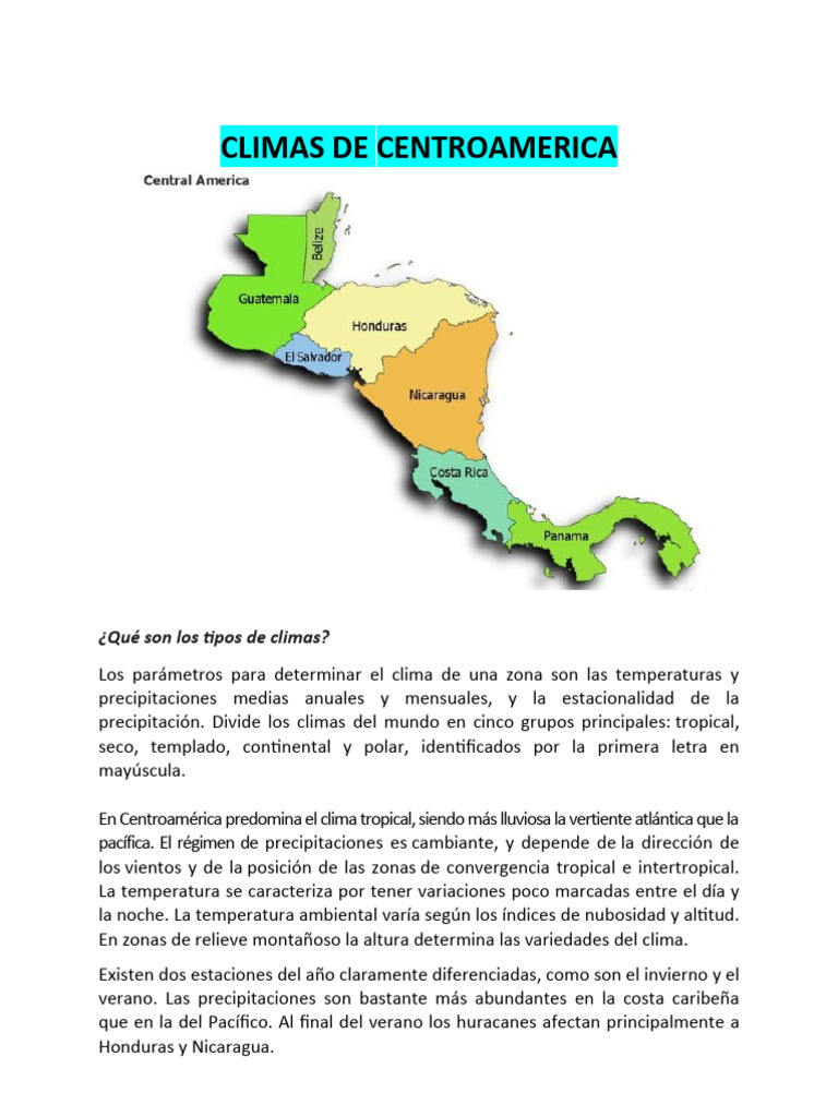 Climas de Centroamerica | PDF