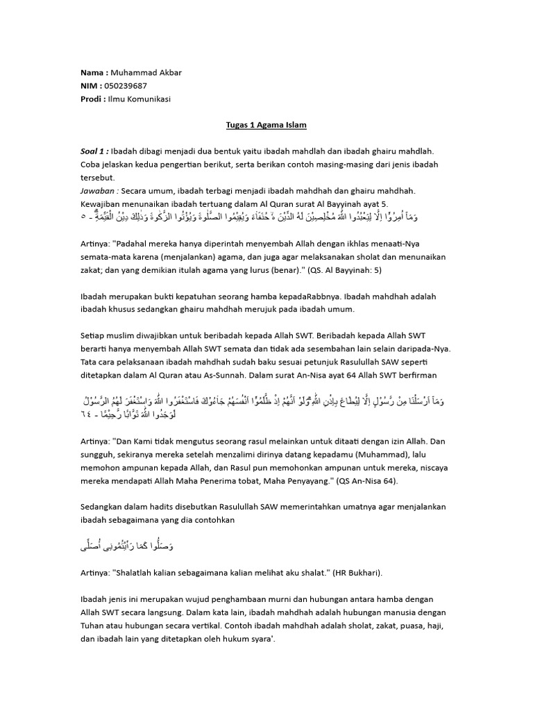 Ibadah Mahdah dan Ghairu Mahdah dalam Islam | PDF