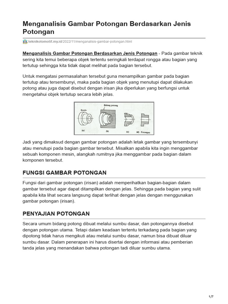 Analisis Gambar Potongan Teknik | PDF | Metode & Bahan Ajar | Griya & Taman