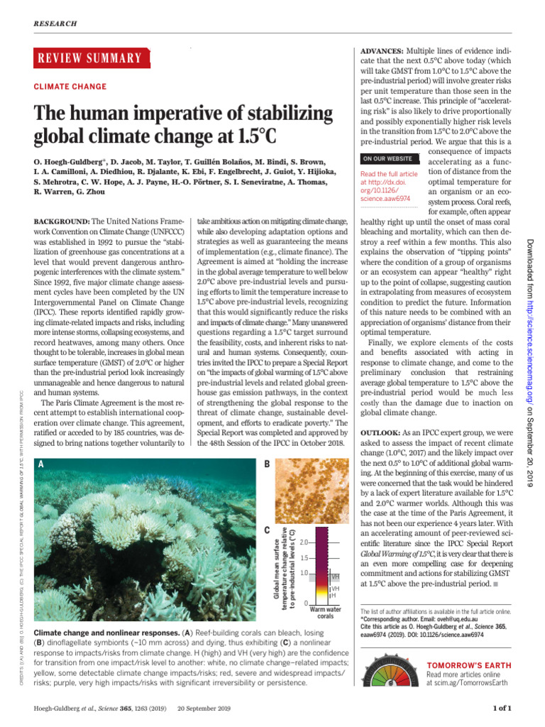 Climate Change: Stabilizing at 1.5°C | PDF | Climate Change ...