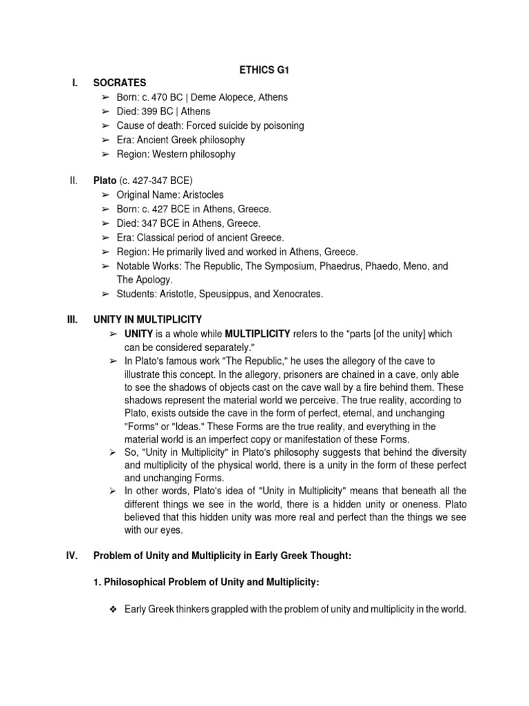 G1 Biography of Plato and Socrates Unity in Multiplicity | PDF | Plato ...