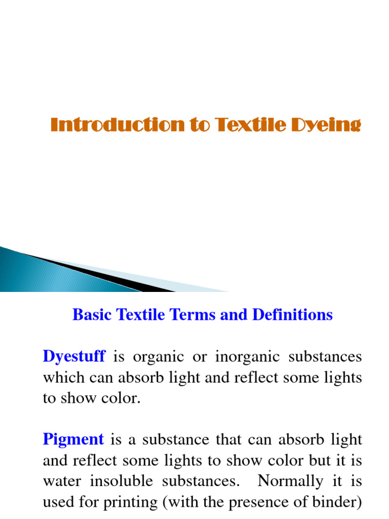 Textile Dyeing Techniques Explained | PDF | Dyeing | Dye