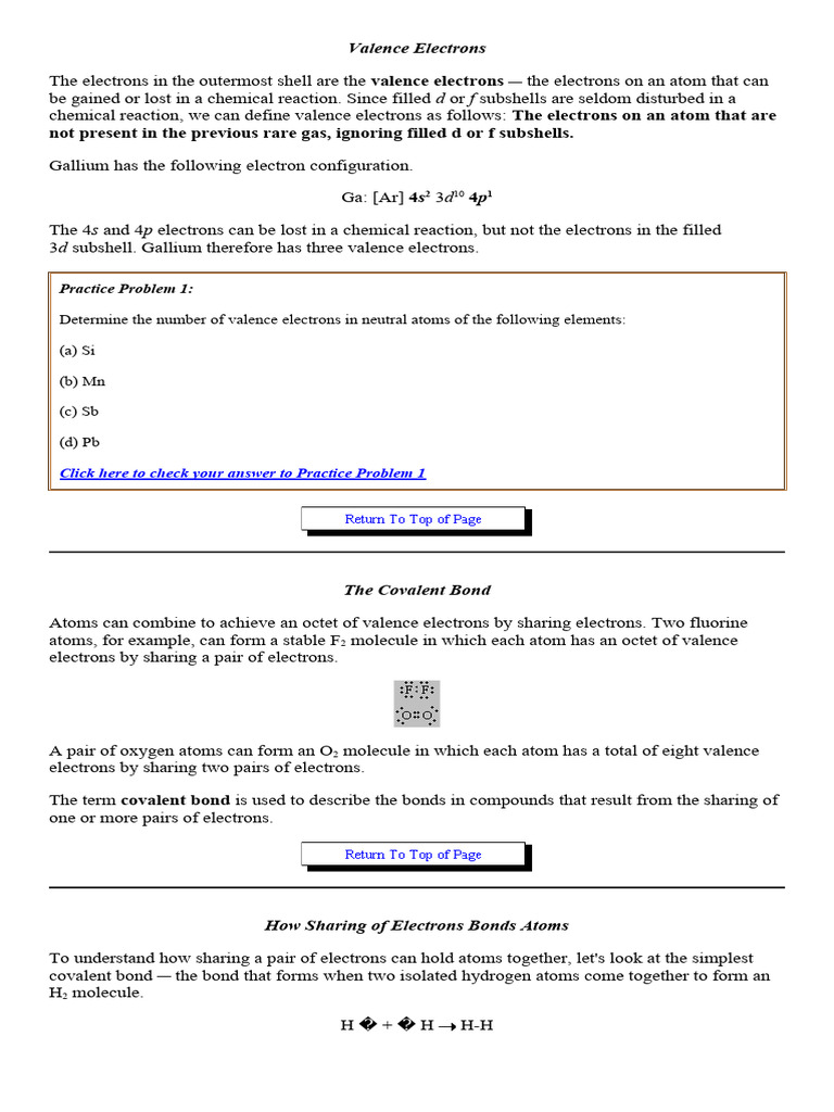 Valence Electrons | PDF | Chemical Bond | Chemical Polarity