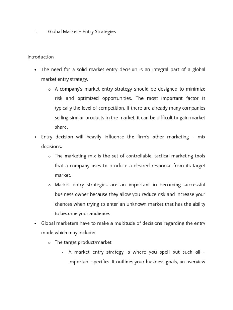 Global Market - Entry Strategies | PDF | Franchising | License