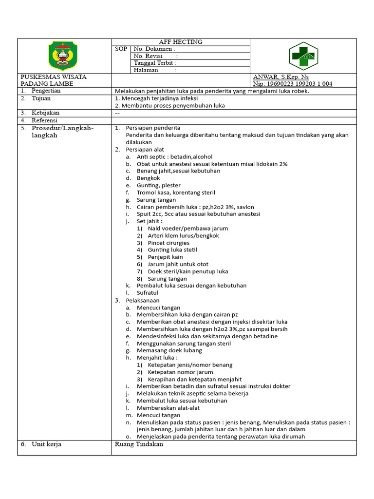 Sop Menjahit Luka | PDF