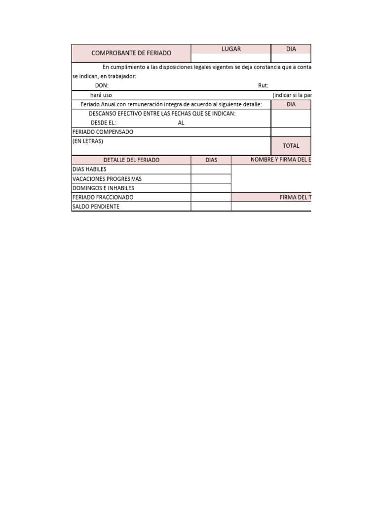 Comprobante de Feriado | PDF