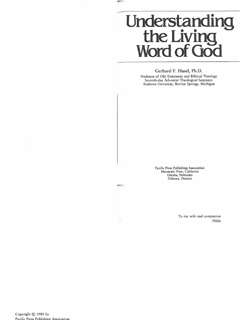 Understanding The Living Word of God - Gerhard Hasel | PDF