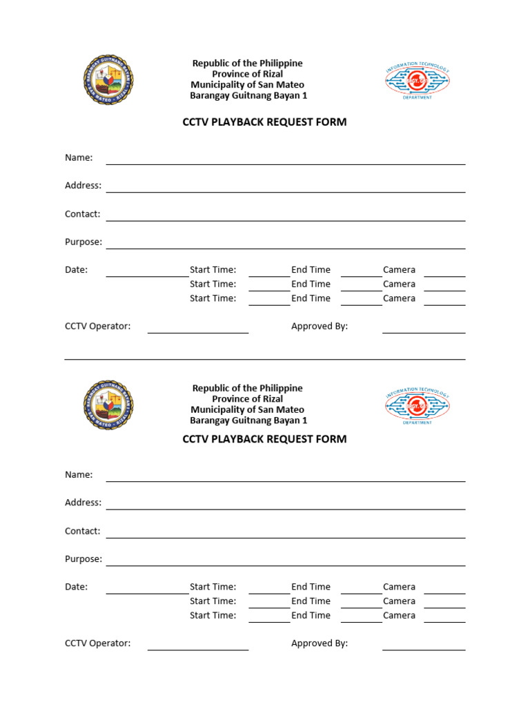 CCTV Playback Form | PDF