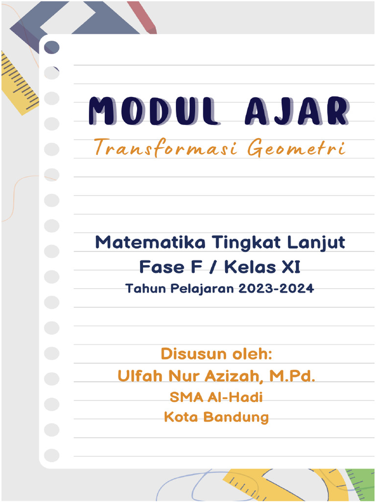 Modul Ajar Kelas XI Transformasi Geometri | PDF Modul Ajar Kelas XI Transformasi Geometri | PDF