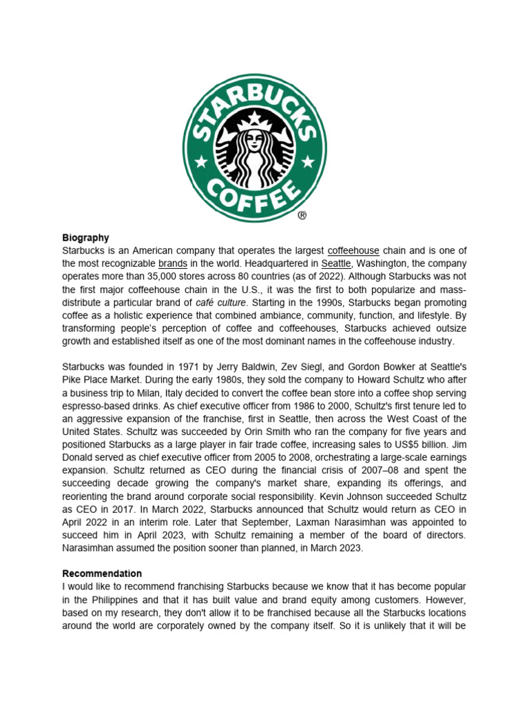 Starbucks | PDF | Starbucks | Economies