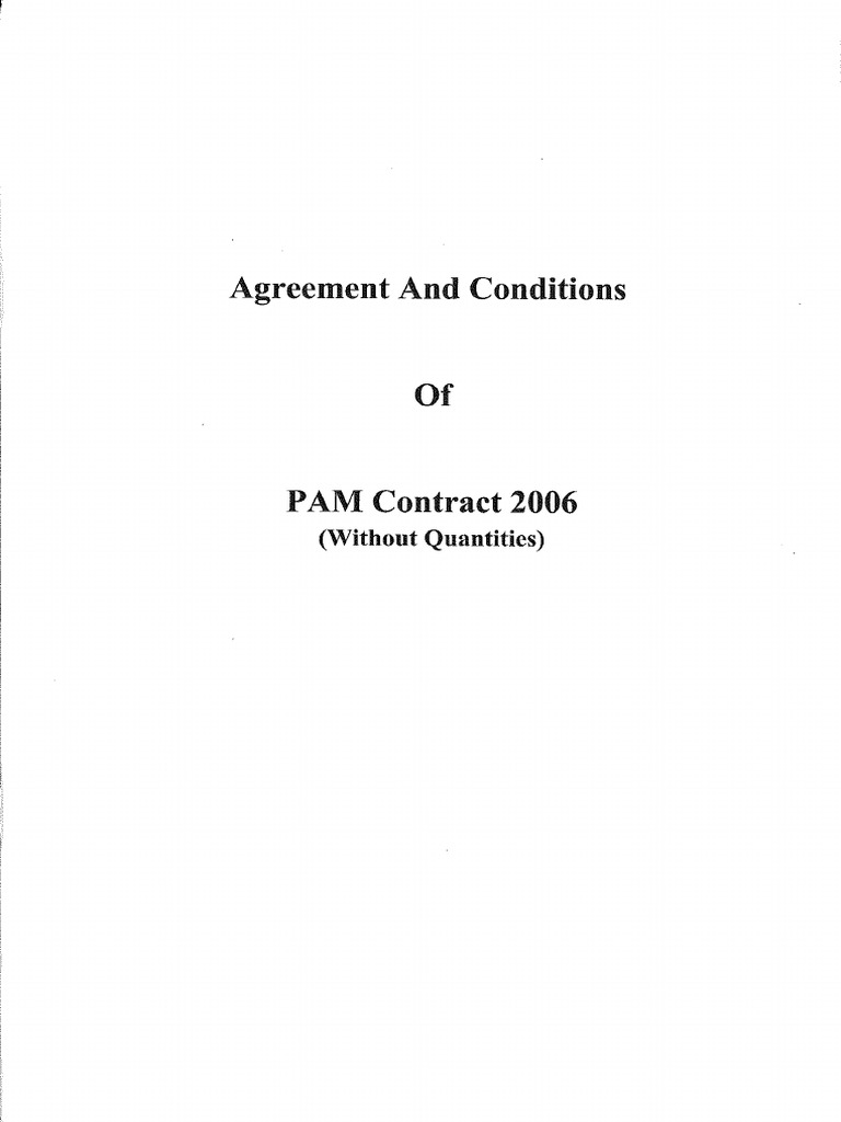 Agreement and Conditions of PAM Contract 2006 P1A | PDF