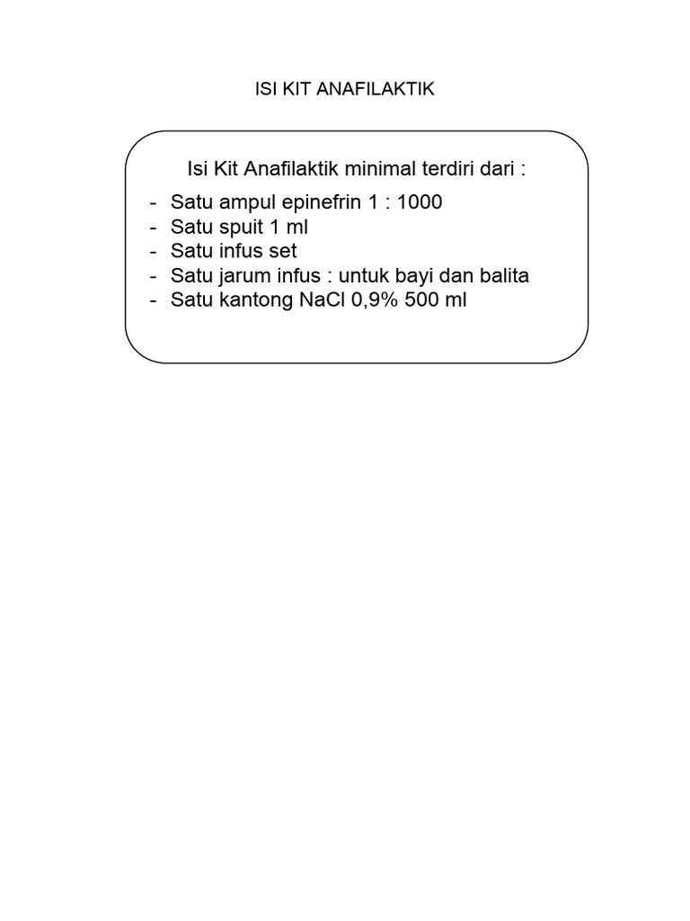 Kit Anafilaktik: Isi dan Komponen | PDF