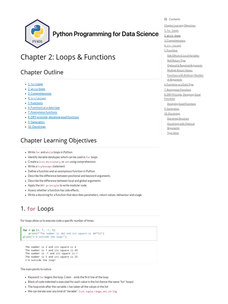 Chapter 2 Loops And Functions Python Programming For Data Science Pdf Parameter Computer