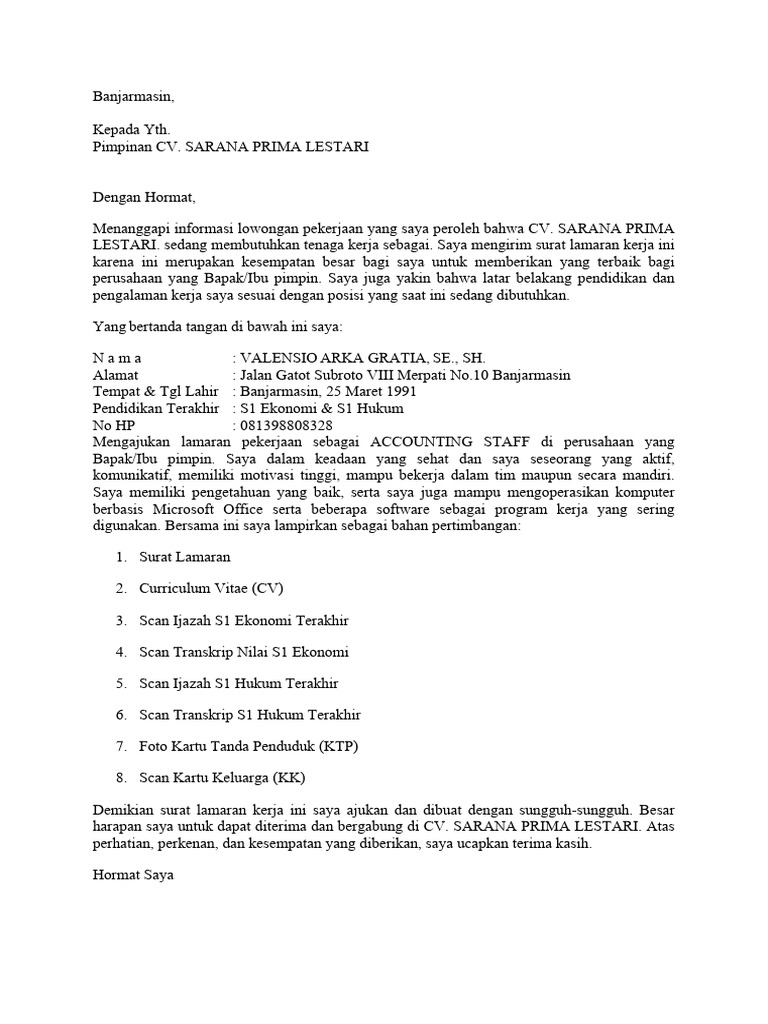 Cv. Sarana Prima Lestari | PDF