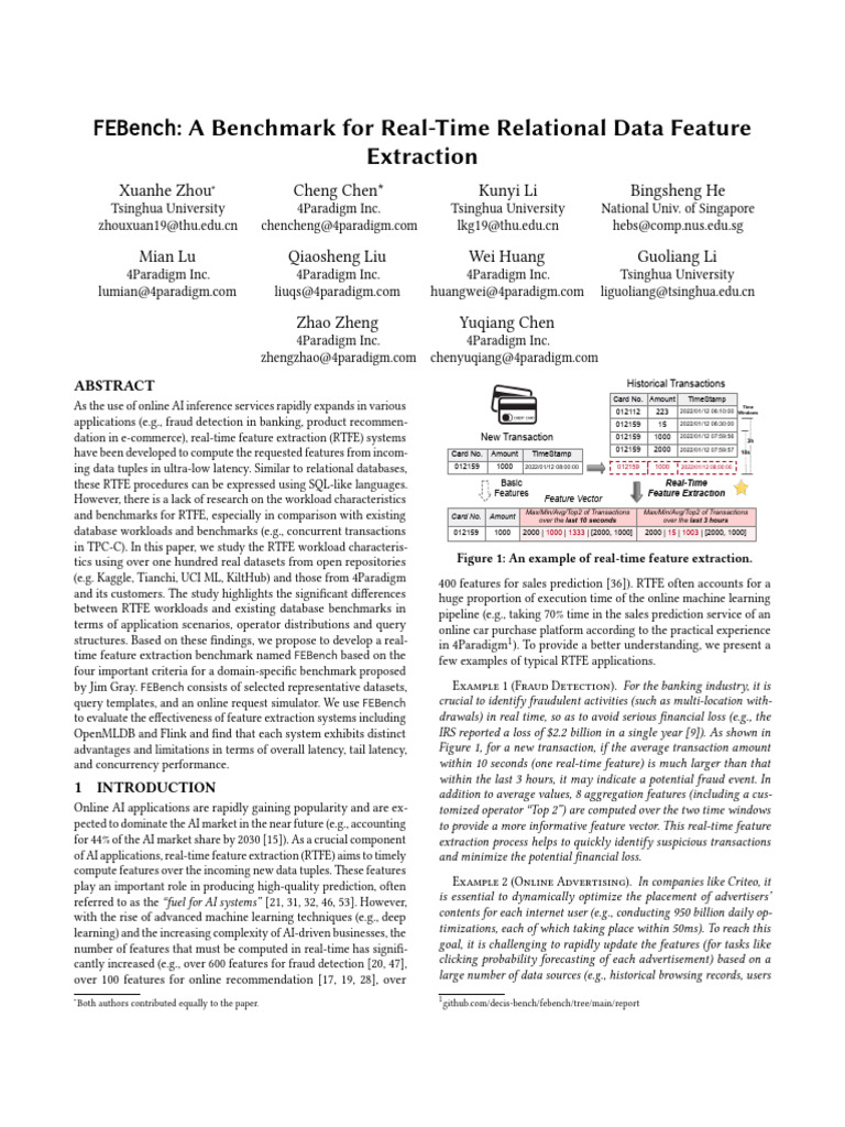 FEBench - A Benchmark For Real-Time Relational Data Feature Extraction | PDF