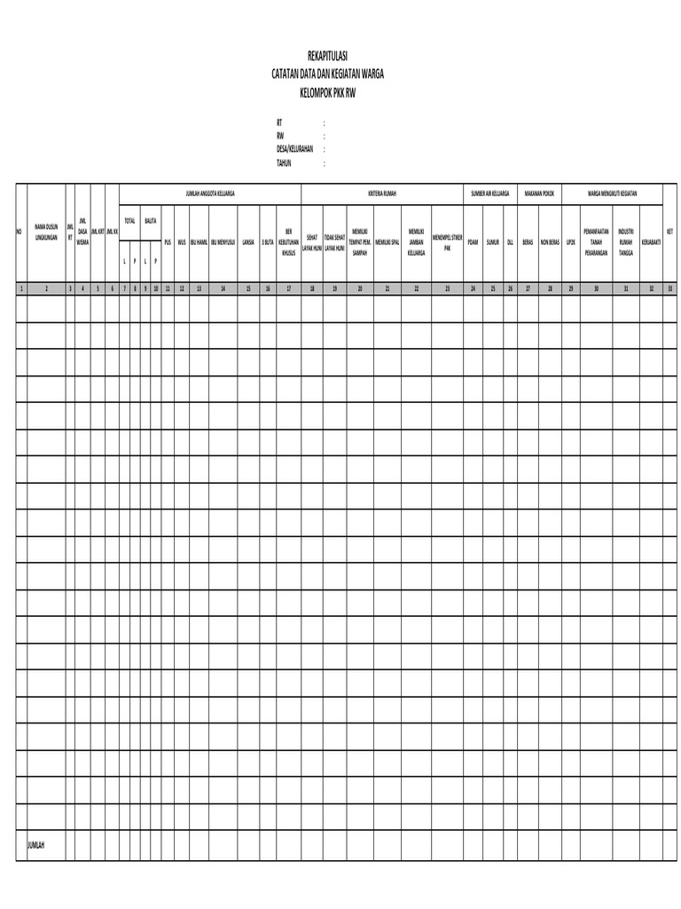 Form Rekap RW | PDF