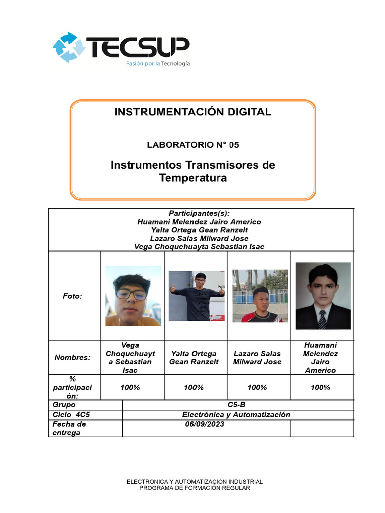 LAB S05 2023 - Transmisores de Temperatura | PDF